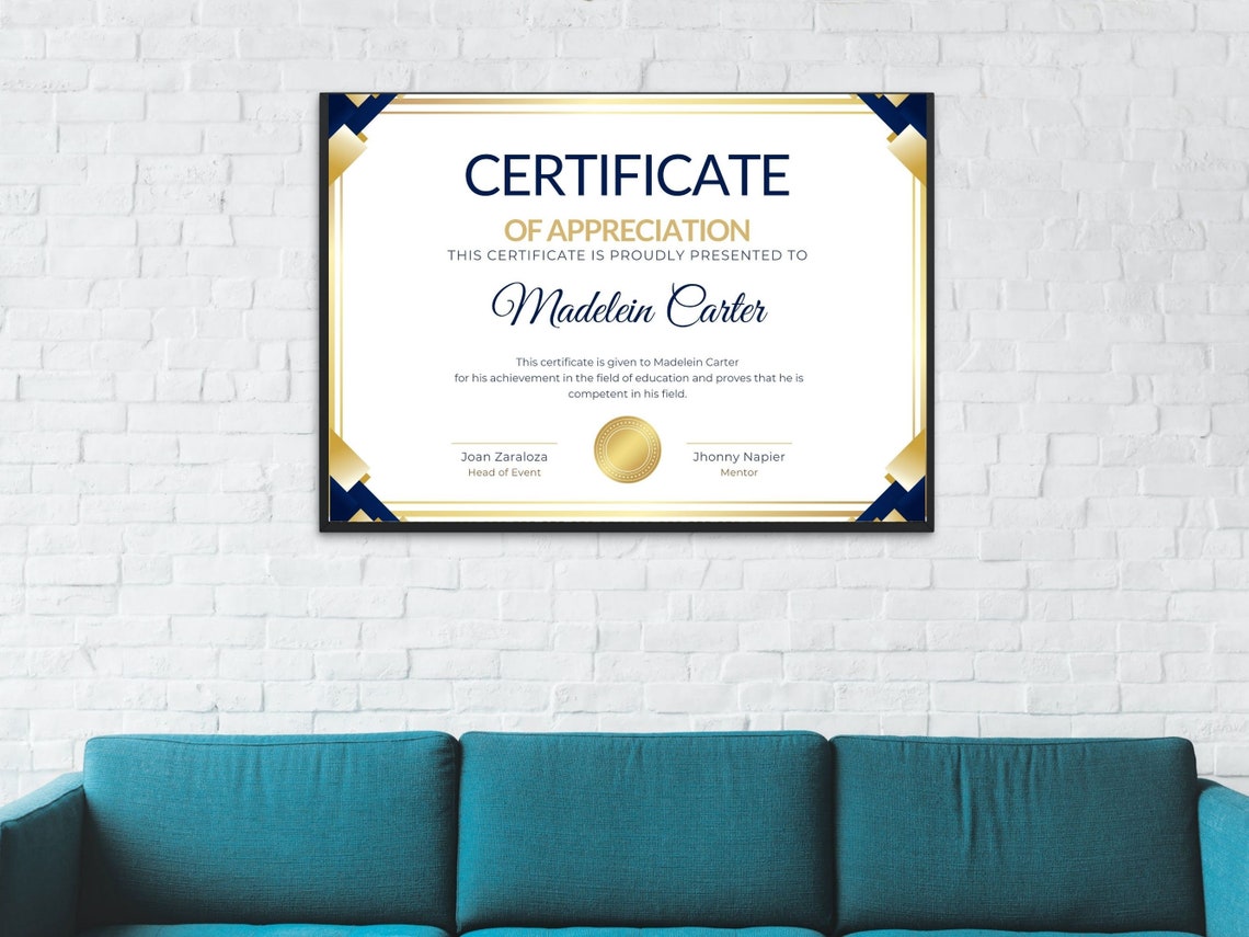 Editable Certificate of Appreciation Template. Award Template. - Etsy