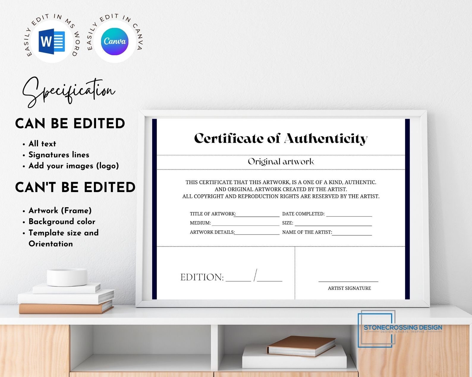 Editable Certificate of Authenticity Template. Authenticity Certificate ...