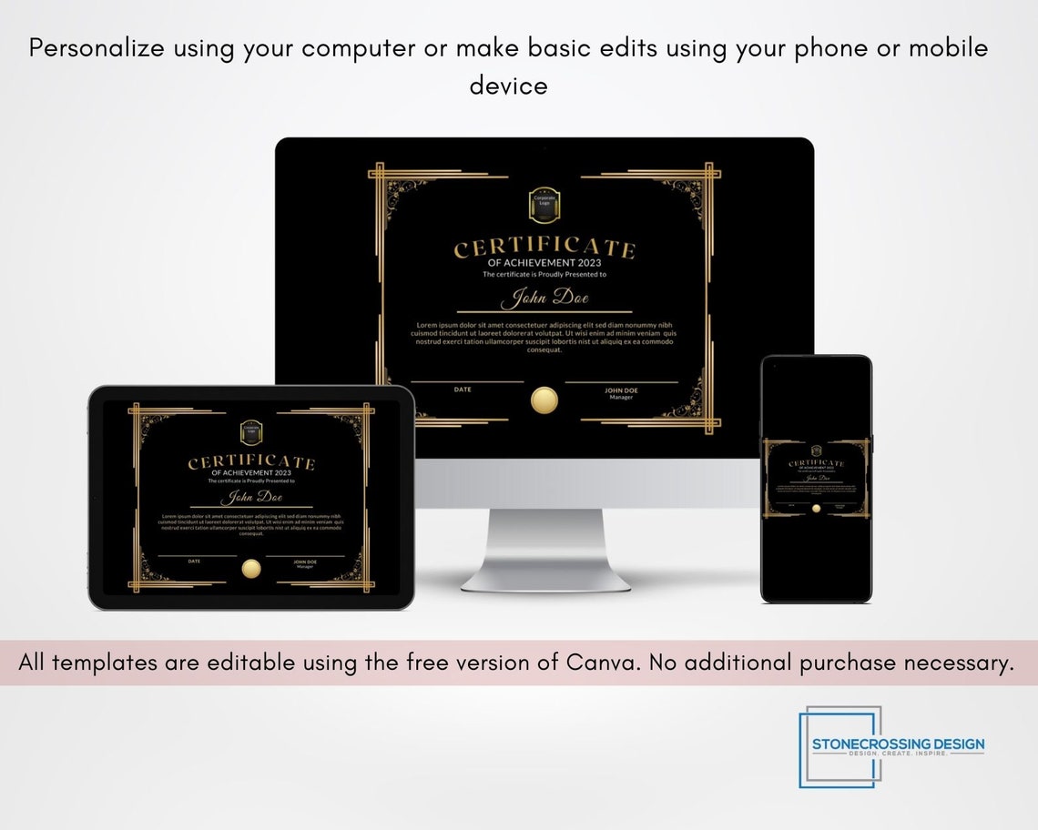 Editable Certificate of Achievement Template. Award Template. Printable ...