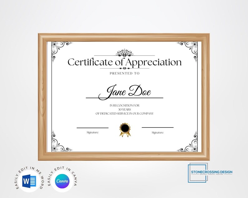 Editable Certificate of Appreciation Template. Award Template ...