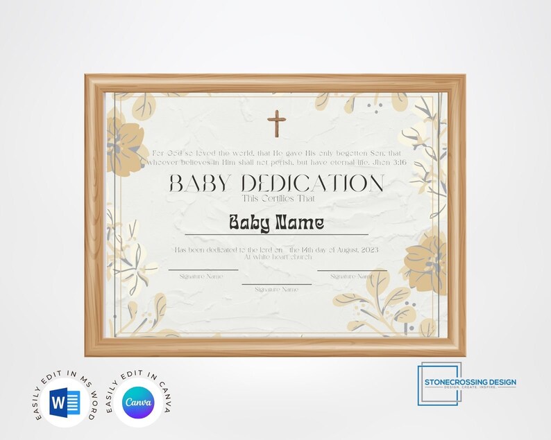 Editable Baby Dedication Template. Baptism. Printable Certificate ...
