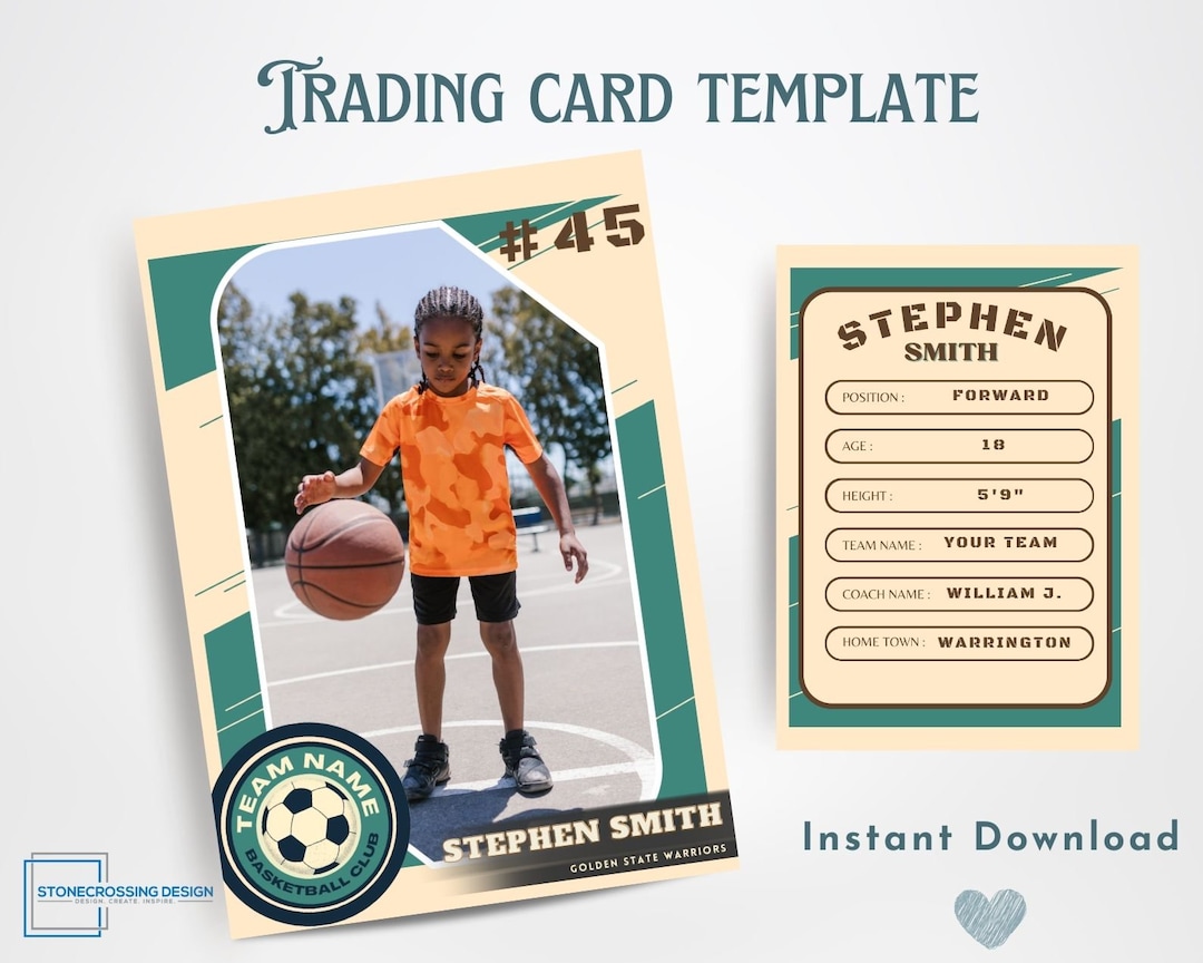 Basketball Trading Card Template Trading Card Template - Etsy