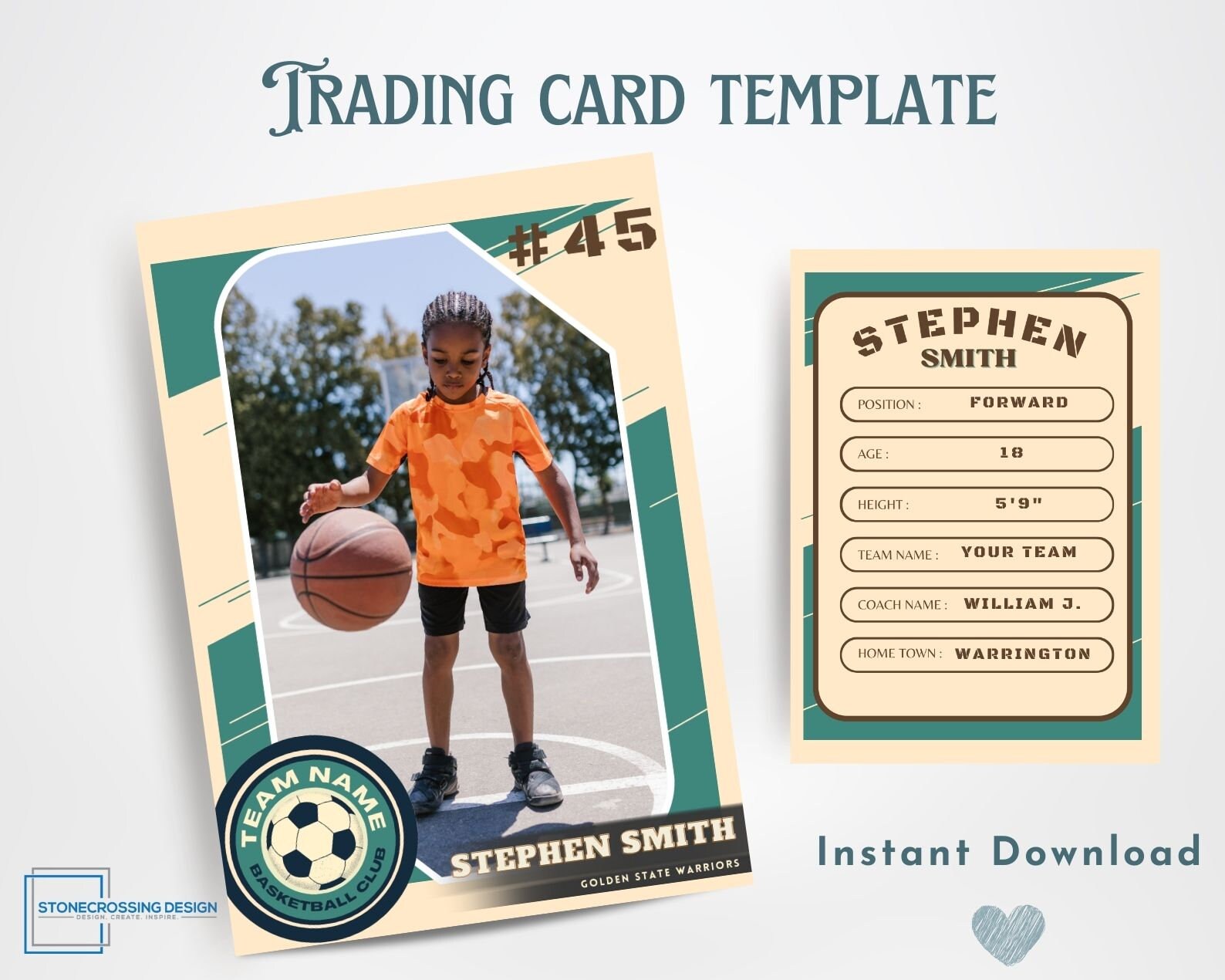 Basketball Trading Card Template Trading Card Template - Etsy