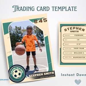 Basketball Trading Card Template Trading Card Template - Etsy