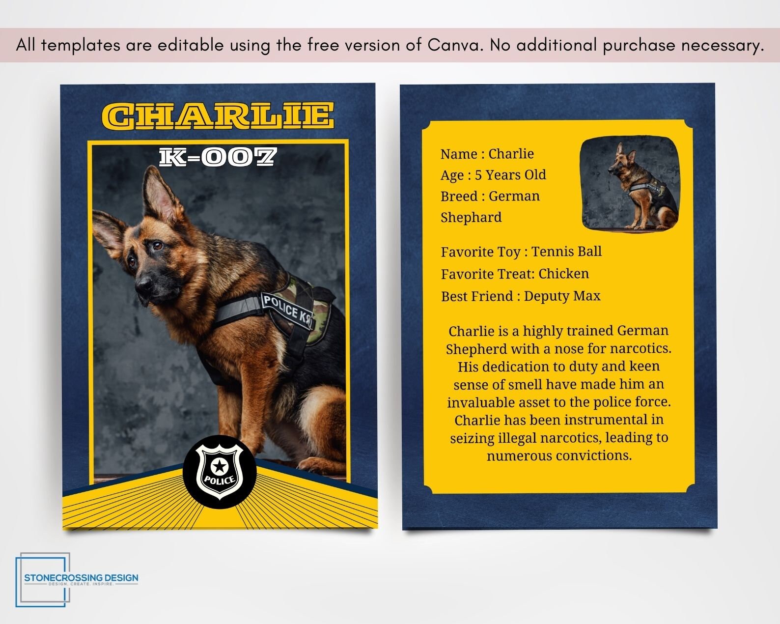 Dog Trading Card Template Trading Card Template Canva - Etsy