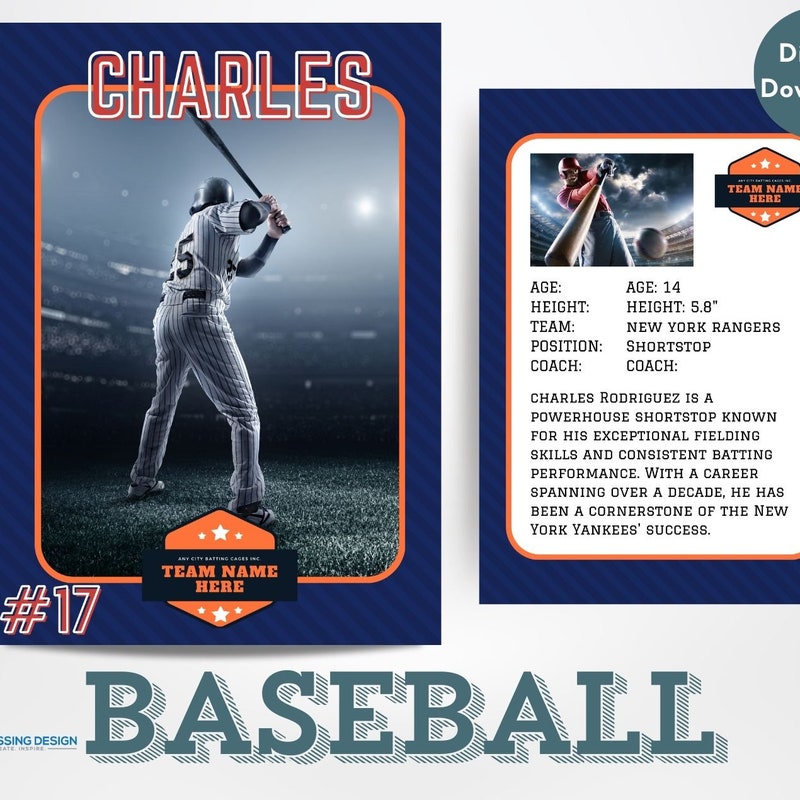 Baseball Card Template - Etsy