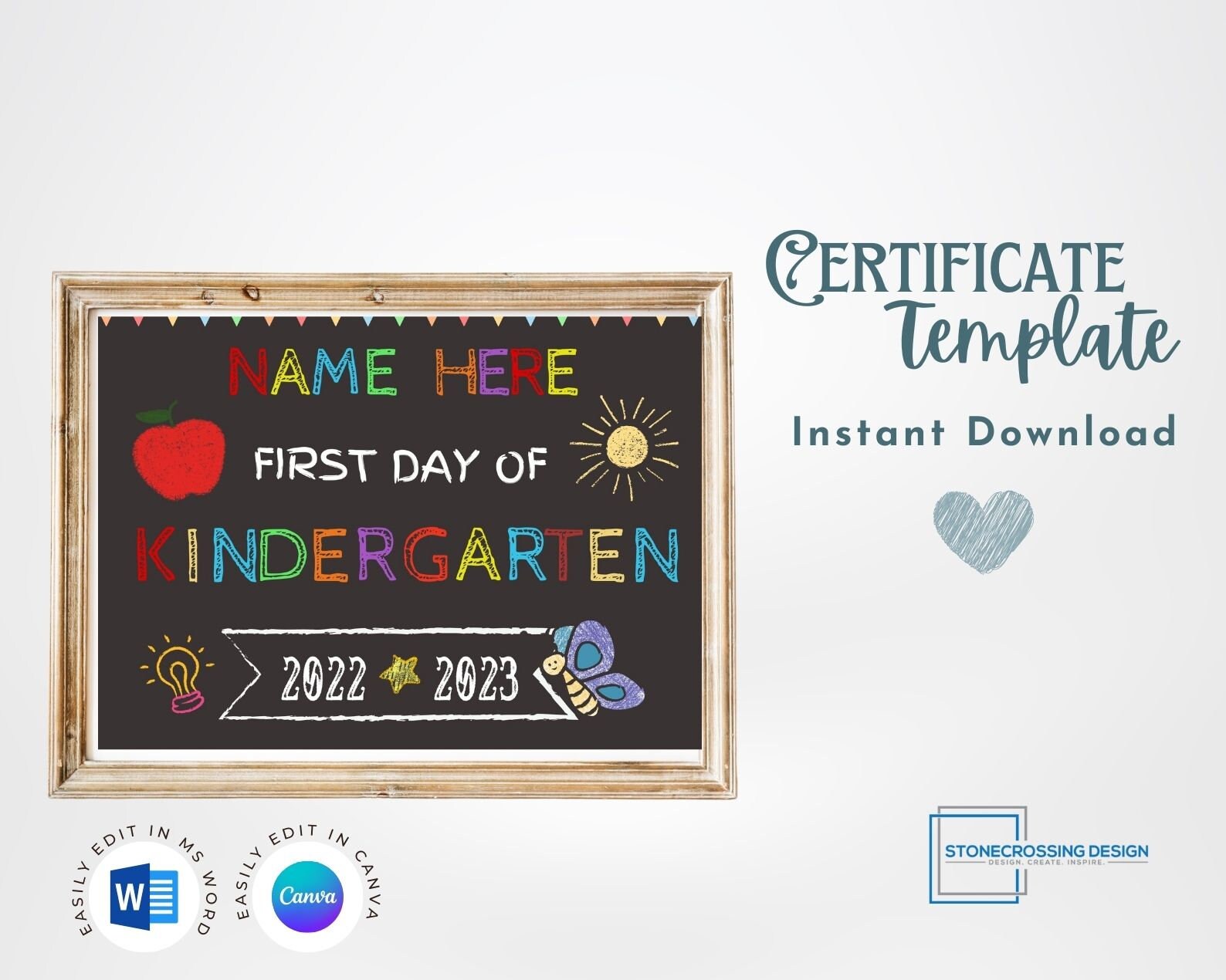 Editable Kindergarten Certificate. Printable Certificate. Editable With ...