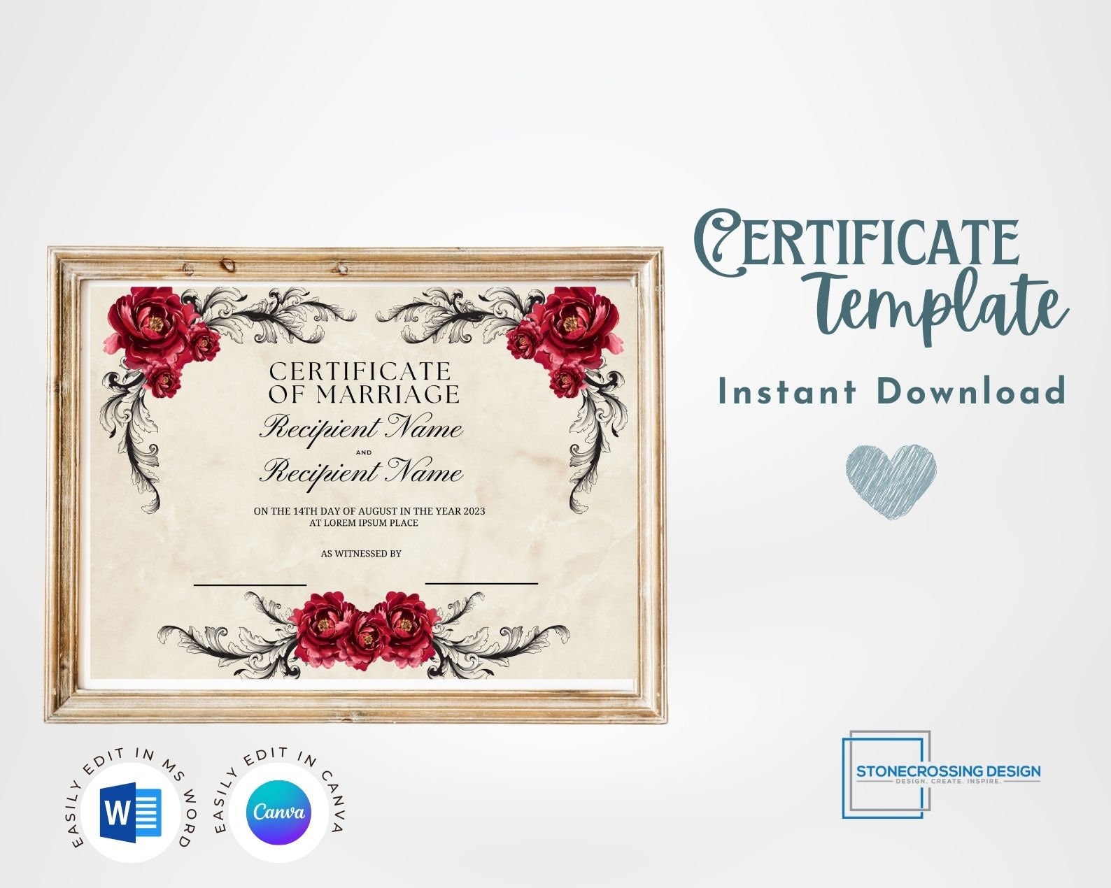 Editable Certificate of Marriage Template. Marriage License. Printable ...