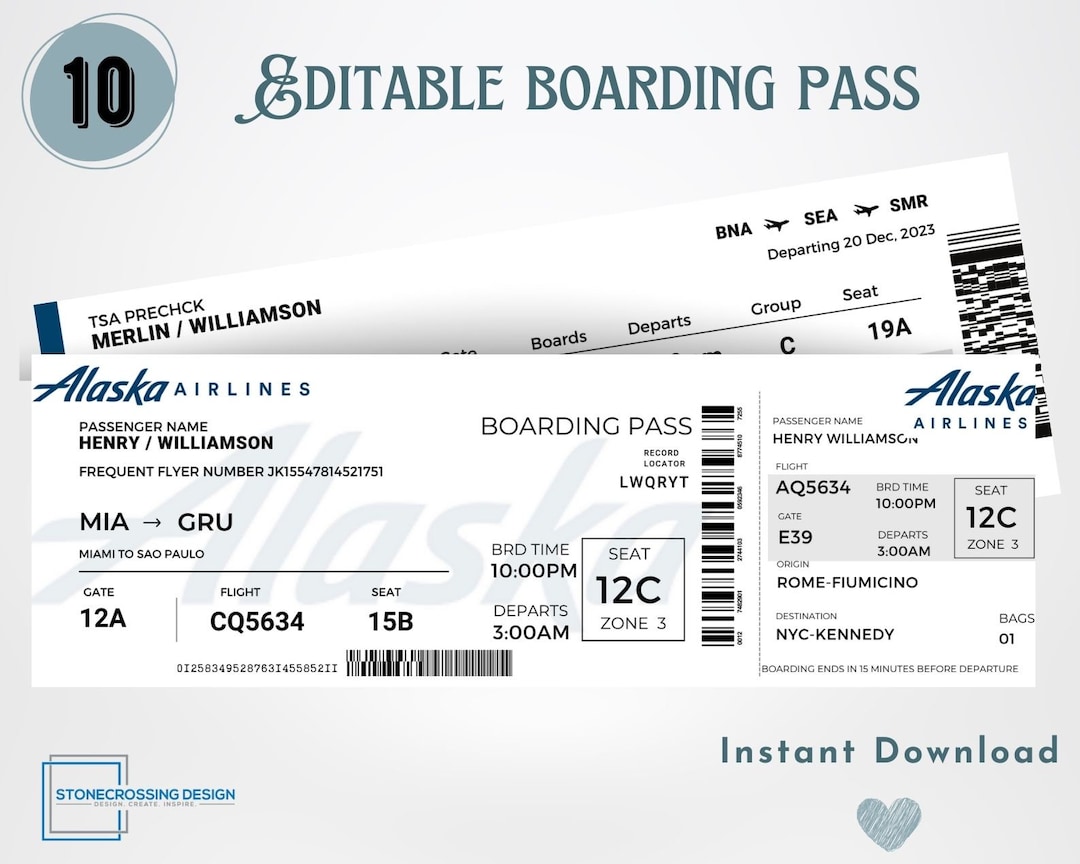 Editable Airline Boarding Pass Ticket Template. Surprise Trip Ticket ... Editable Airline Boarding Pass Ticket Template. Surprise Trip Ticket ...