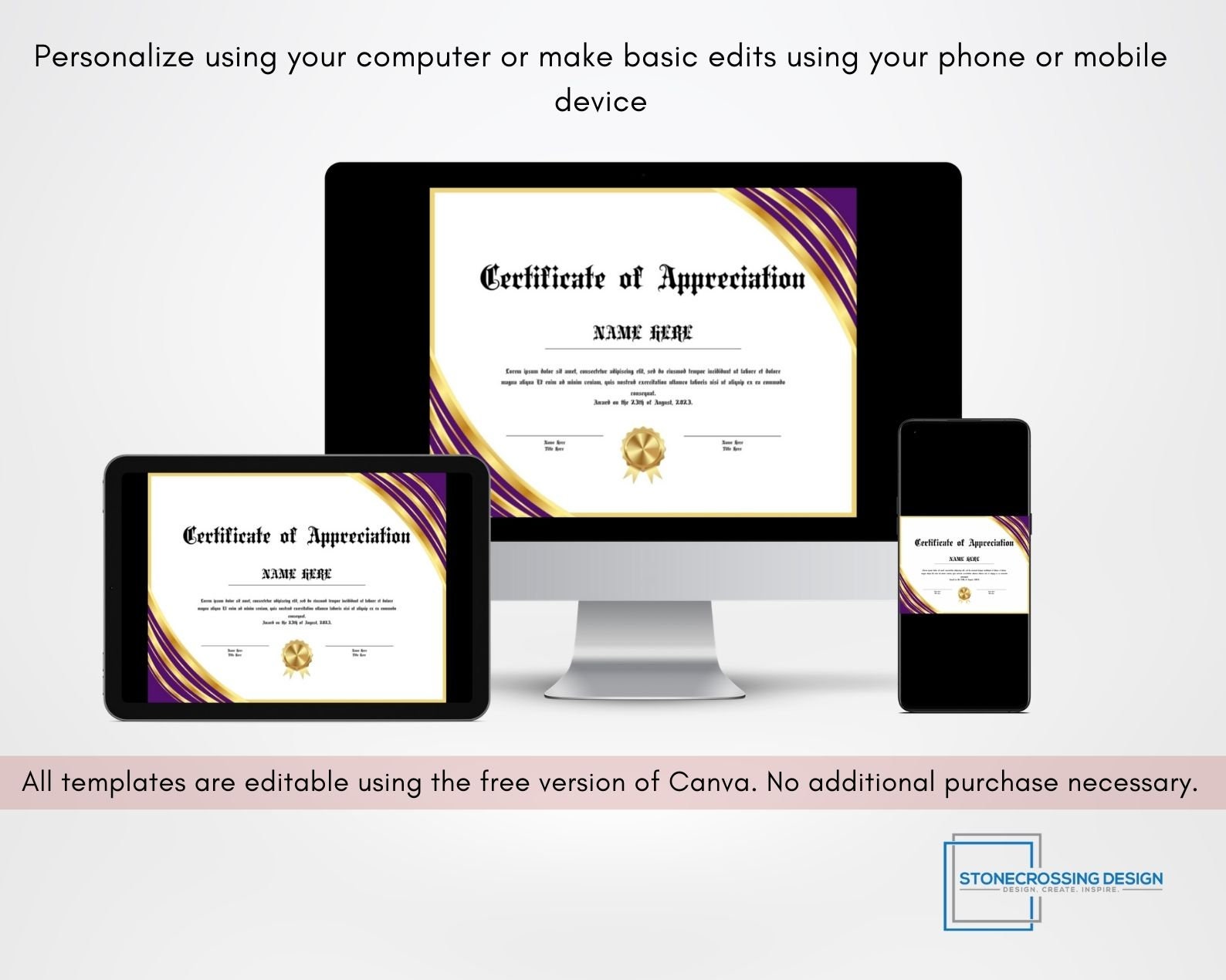 Editable Certificate of Appreciation. Award Template. - Etsy