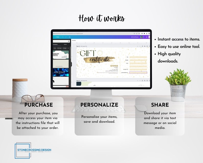 Customizable Canva Gift Certificate Template | Editable Digital Voucher ...