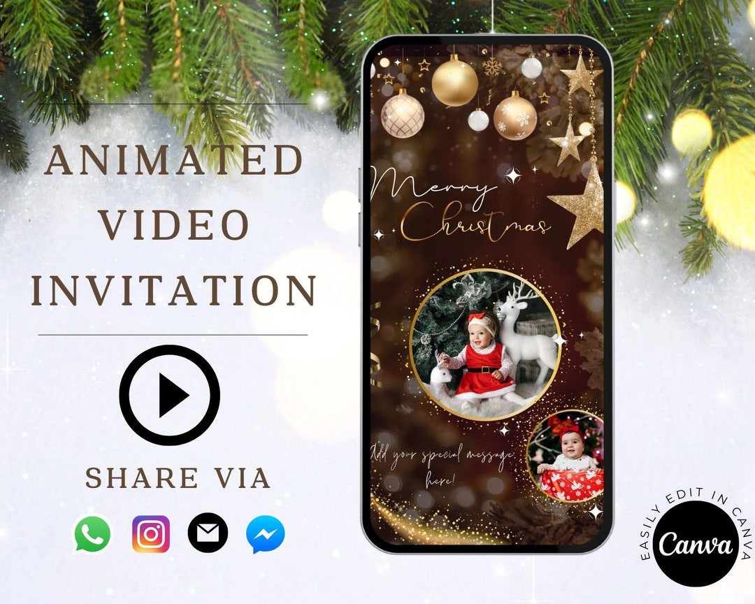 Digital Christmas Party Invitation, Electronic Christmas Dinner Video E ...