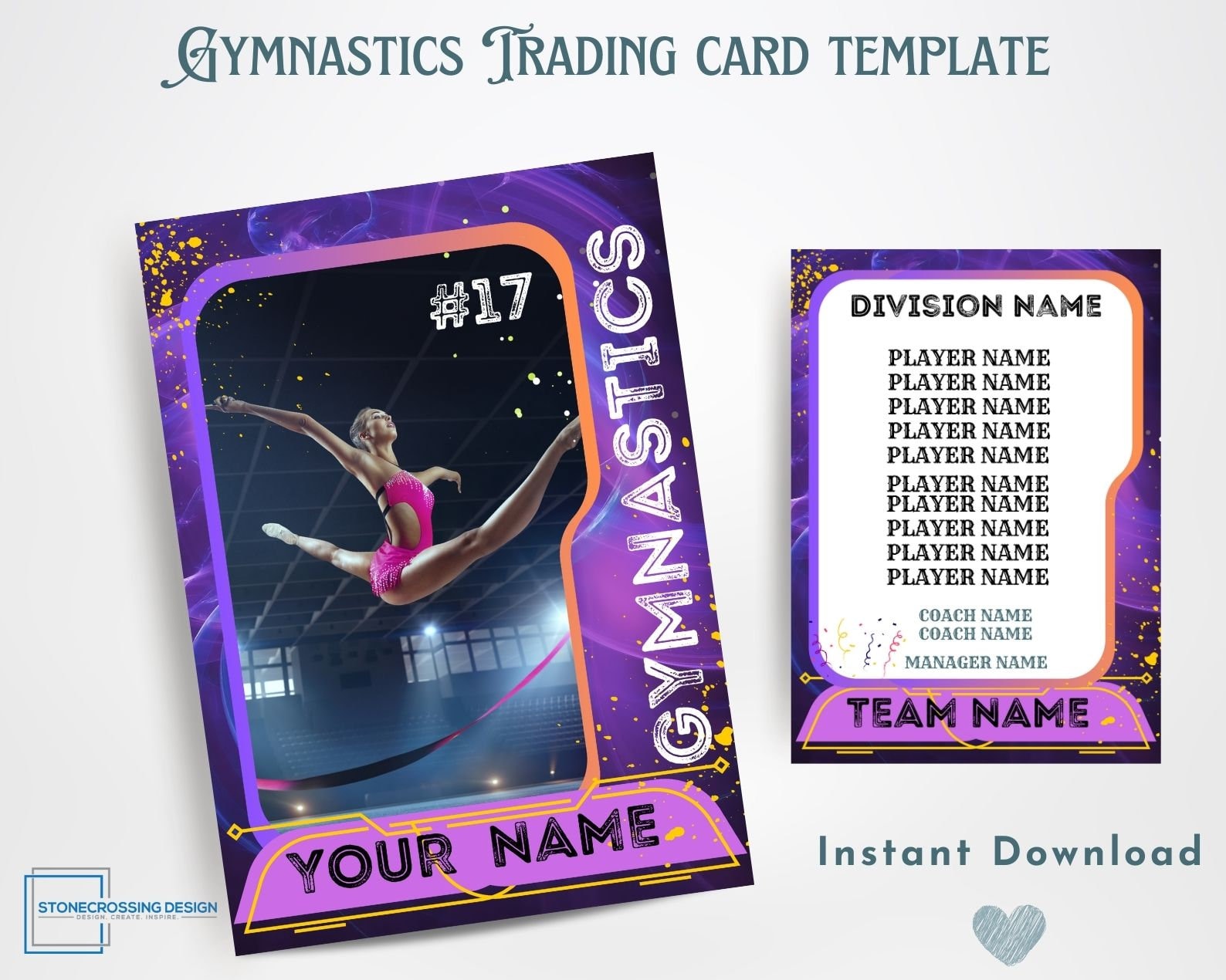 Gymnastics Trading Card Template Trading Card Template Canva Template ...