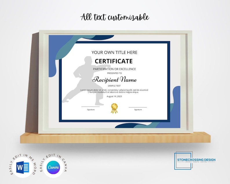 Editable Karate Martial Arts Certificate Template With Photo. Award ...