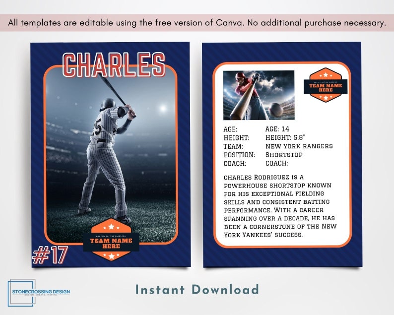 Baseball Trading Card Template Trading Card Template Canva Template ...