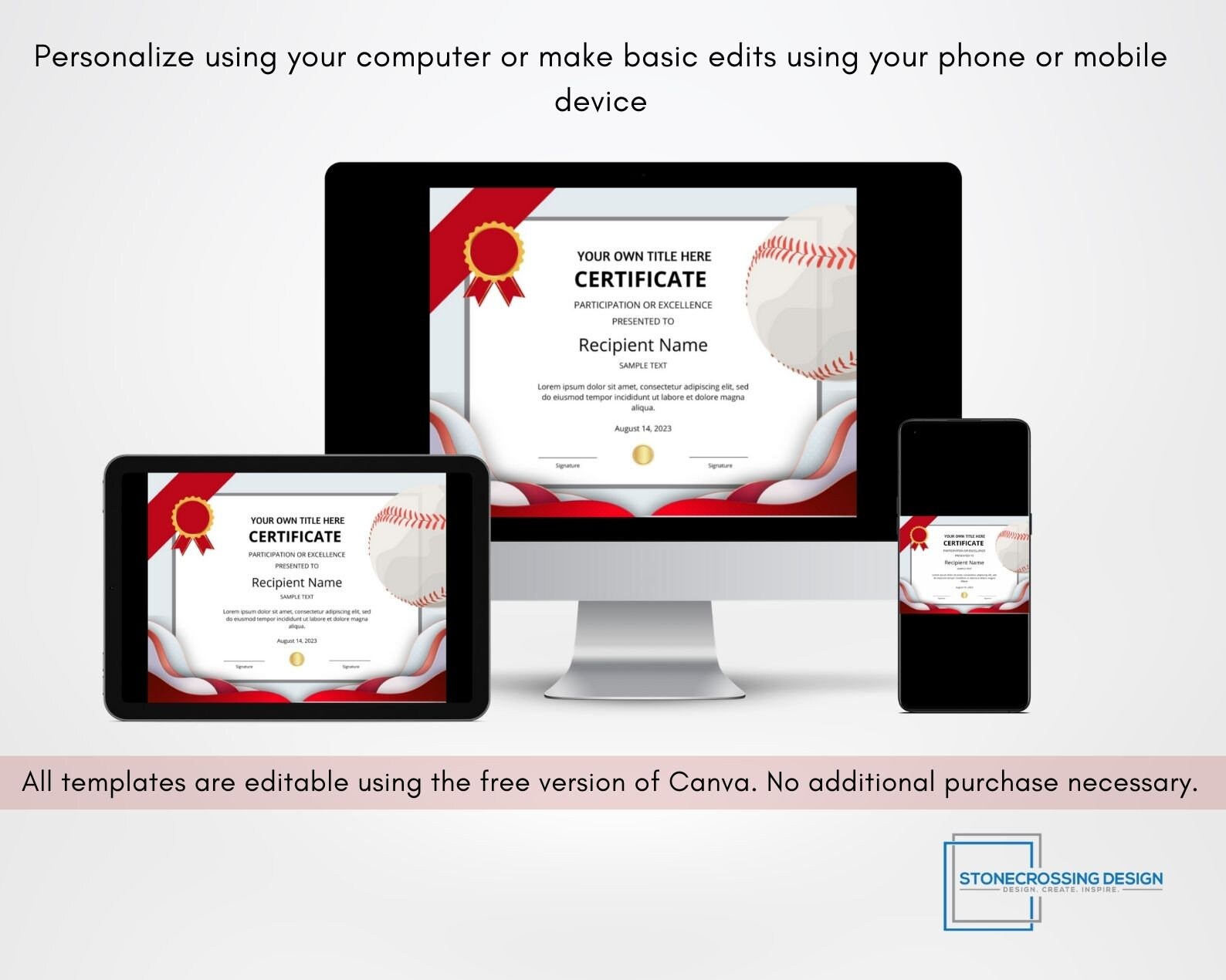 Editable Baseball Sports Certificate Template With Photo. Award. Trophy ...