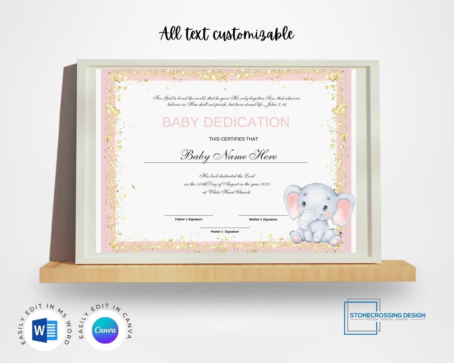 Editable Certificate of Baby Dedication Template. Child Dedication ...