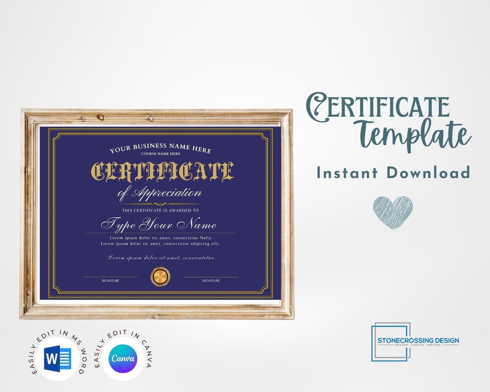 Editable Certificate of Appreciation. Award Template. Printable ...