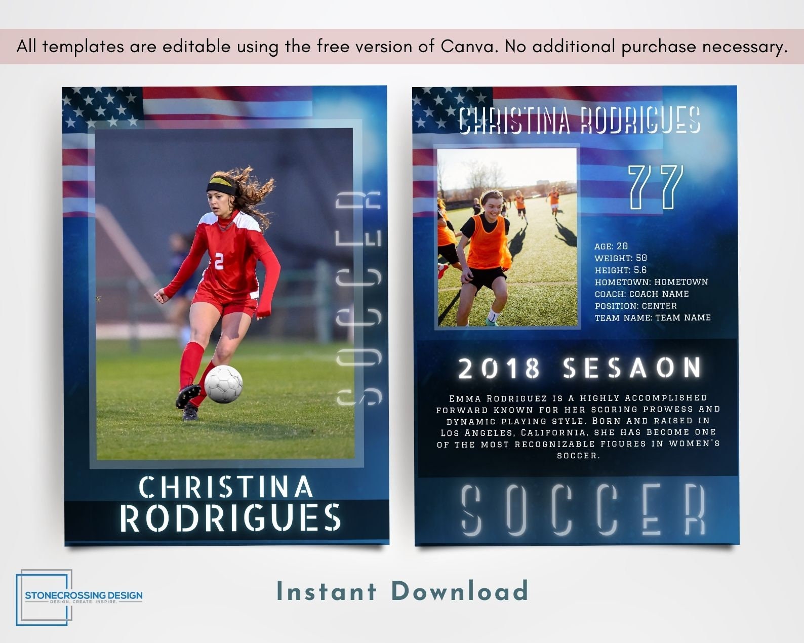 Soccer Trading Card Template Trading Card Template Canva Template ...