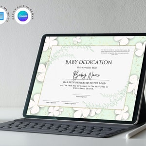 Editable Certificate of Baby Dedication Template. Child Dedication ...