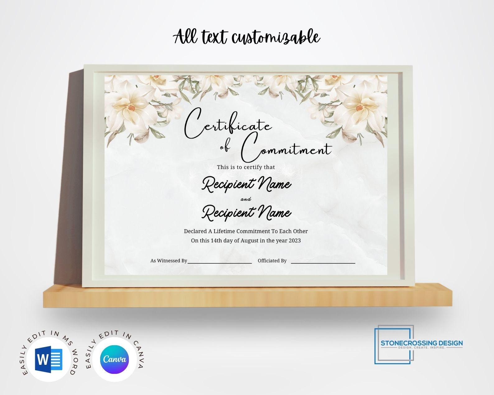 Editable Certificate of Commitment. Editable With Canva or Microsoft ...