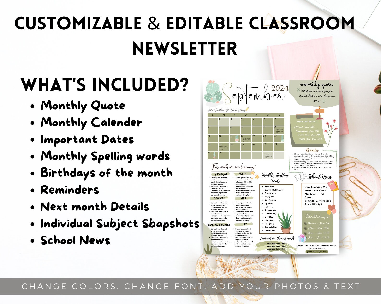 September 2024 Newsletter Template | Editable Monthly Newsletter ...