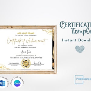 Editable Certificate of Achievement Template. Award Template. Printable ...