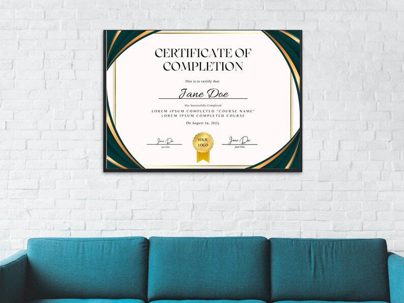 Editable Certificate of Completion Template. Award Template. - Etsy