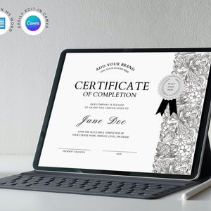 Editable Certificate of Completion Template. Award Template. Printable ...