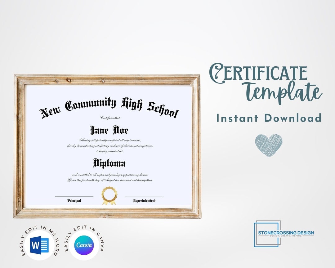 Editable Diploma Certificate - Recognizing Academic Achievement ...