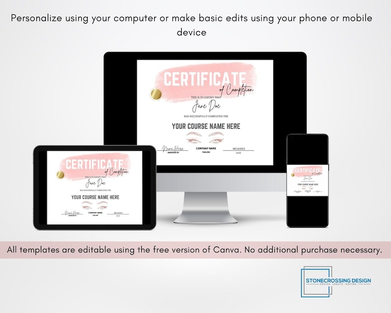 Editable Certificate of Completion Template. Award Template. Printable ...