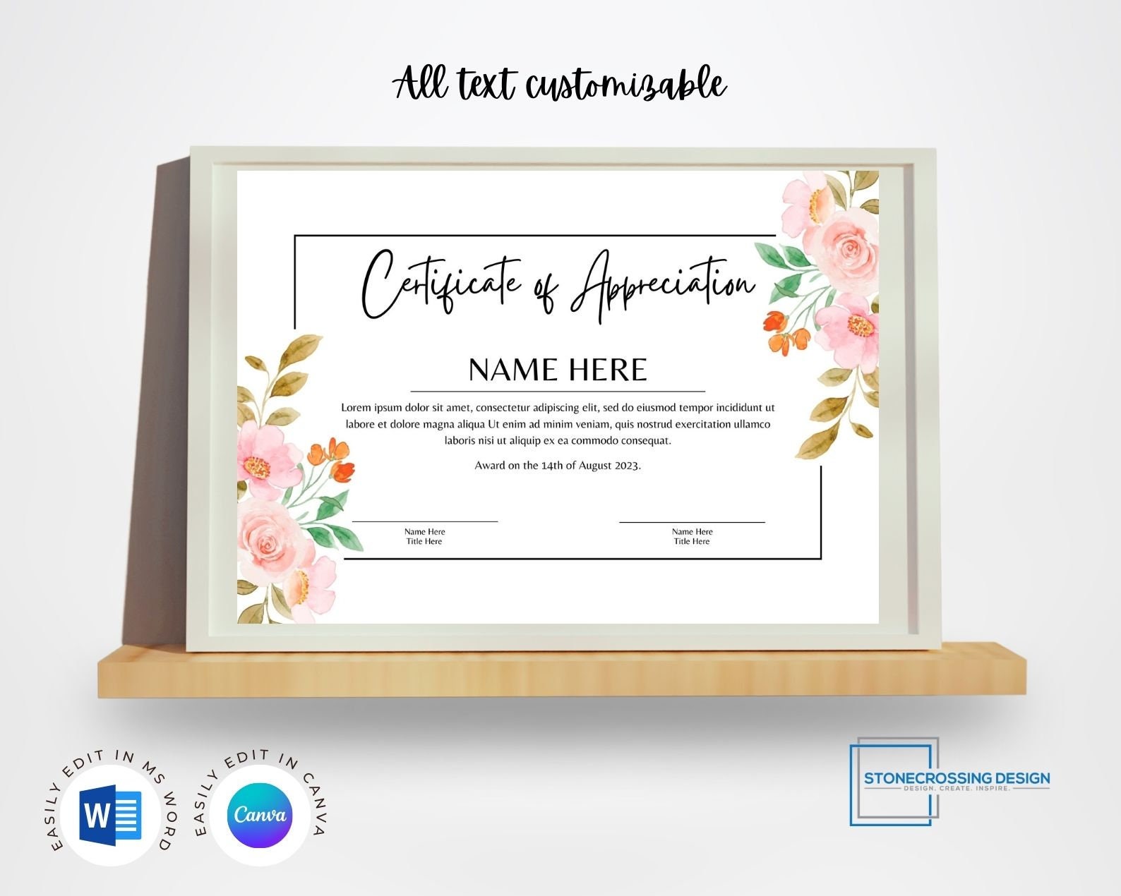 Editable Certificate of Appreciation. Award Template. Printable ...