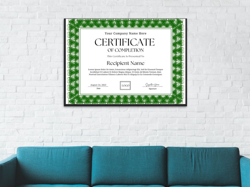 Editable Certificate of Completion Template. Award Template. - Etsy