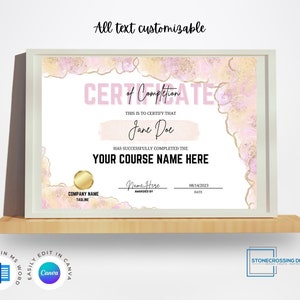 Editable Certificate of Completion Template. Award Template. Printable ...