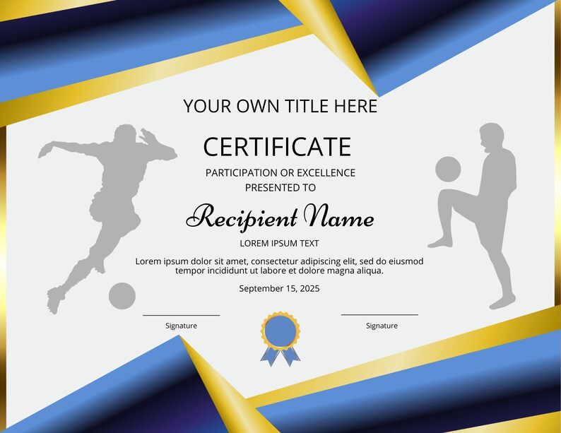 Editable Soccer Sports Certificate Template With Photo. Award. - Etsy