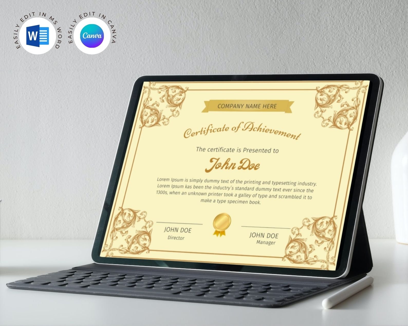 Editable Certificate of Achievement Template. Award Template. Printable ...