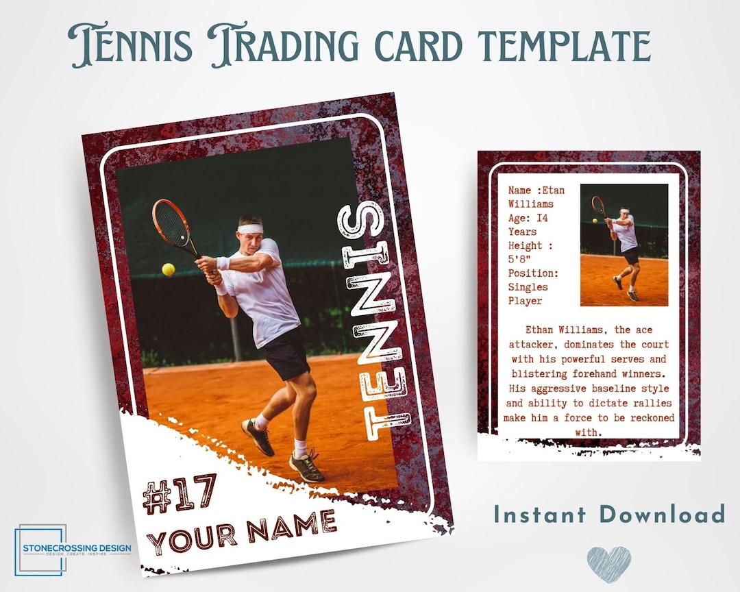 Tennis Trading Card Template | Trading Card Template | Canva Template ...