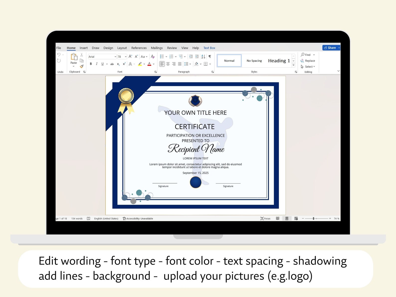 Editable Karate Martial Arts Certificate Template With Photo. - Etsy