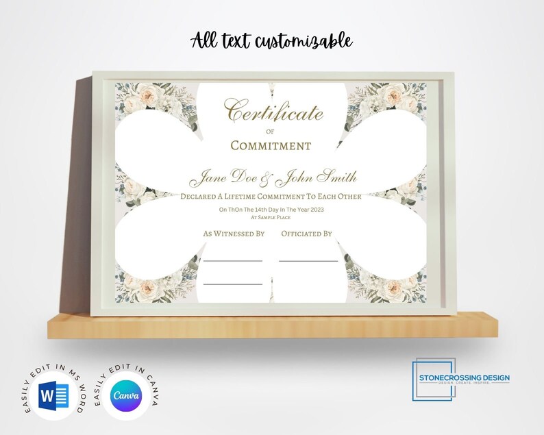 Editable Certificate of Commitment. Editable With Canva or - Etsy
