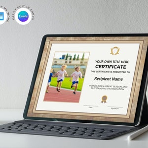Editable Running Track Sports Certificate Template With Photo. Award ...