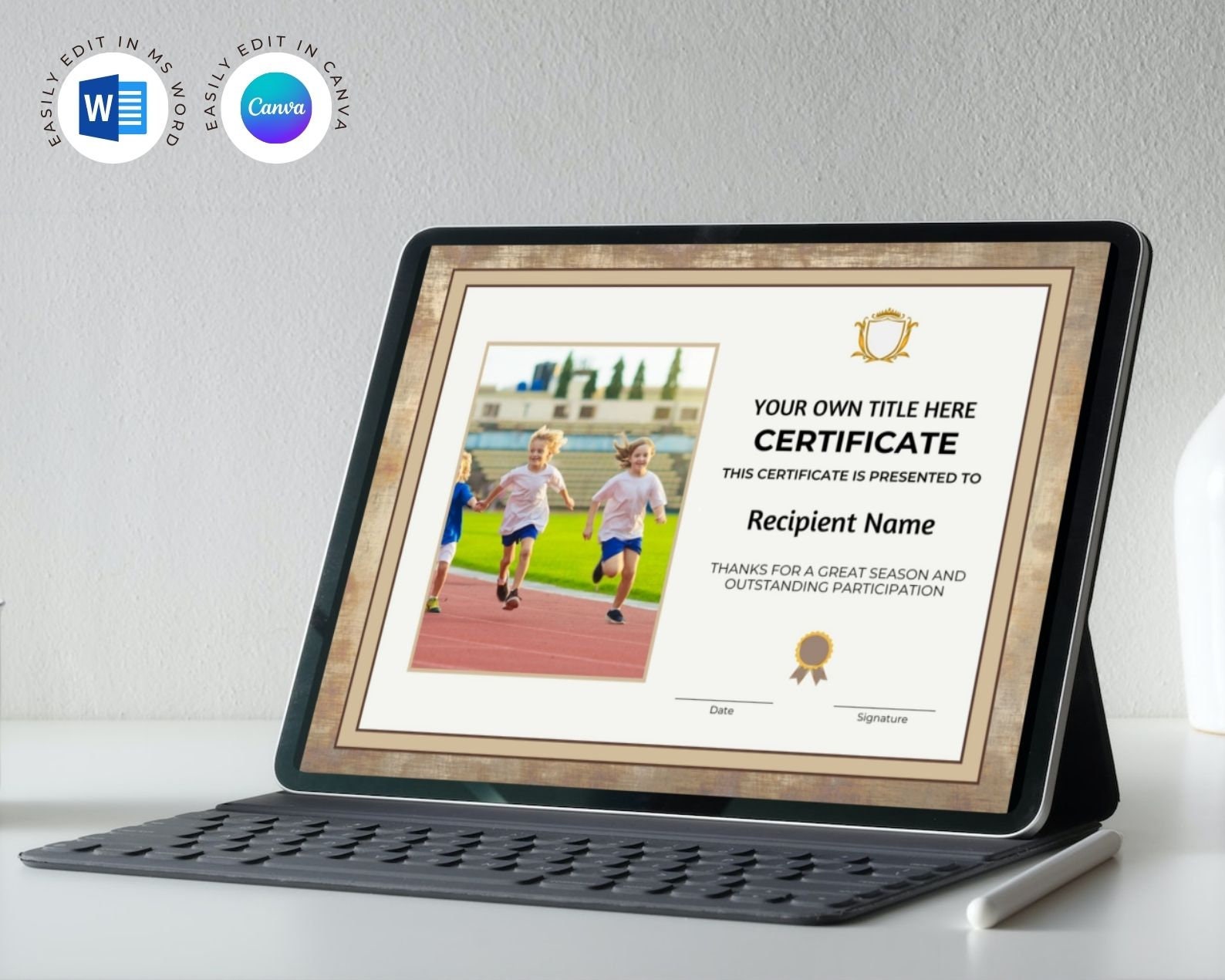 Editable Running Track Sports Certificate Template With Photo. - Etsy