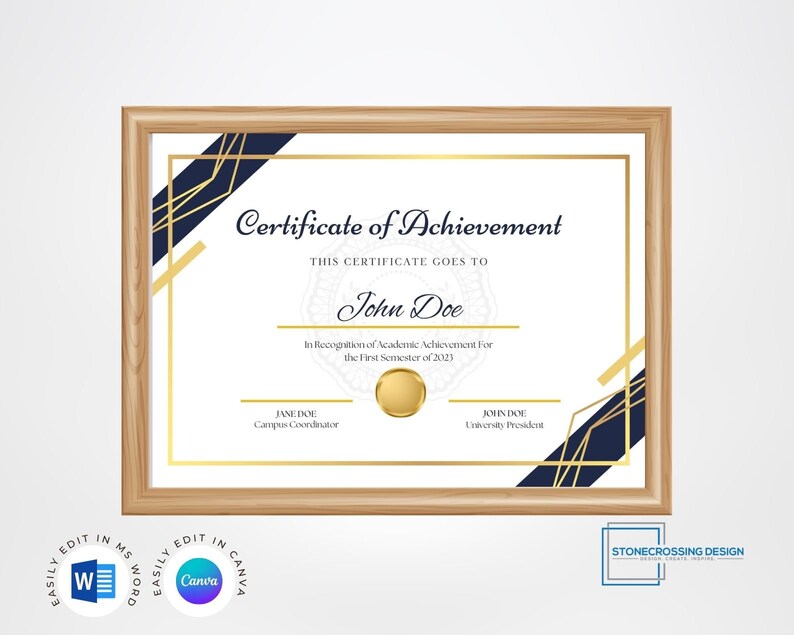 Editable Certificate of Achievement Template. Award Template. Printable ...