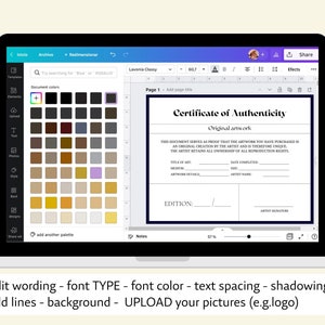 Editable Certificate of Authenticity Template. Authenticity - Etsy