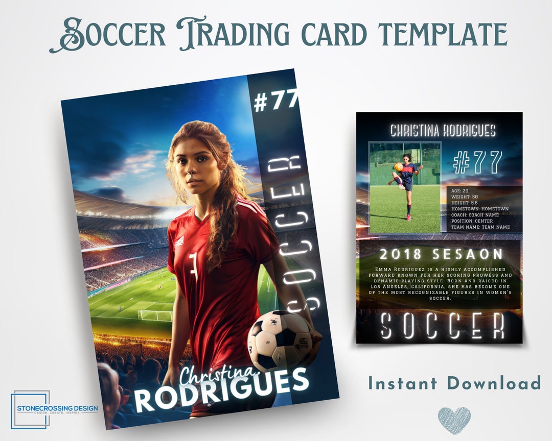 Girls Soccer Trading Card Template | Trading Card Template | Canva ...