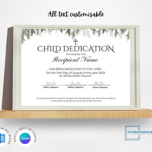 Editable Certificate of Child Dedication Template. Child Dedication ...