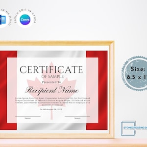 Editable Canadian Certificate. Canada. Printable Certificate. Editable ...