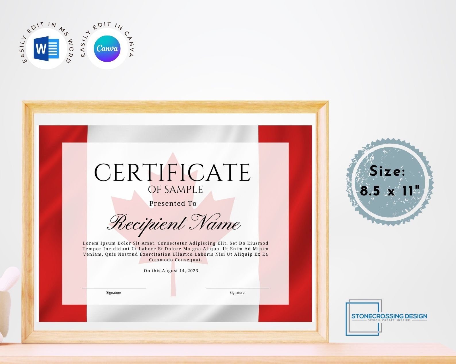 Editable Canadian Certificate. Canada. Printable Certificate. Editable ...