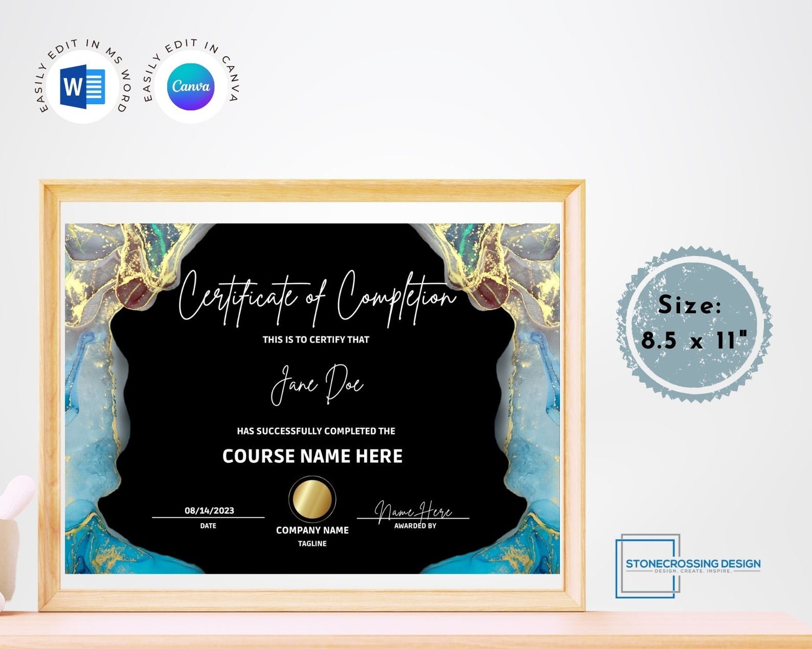 Editable Certificate of Completion Template. Award Template. - Etsy