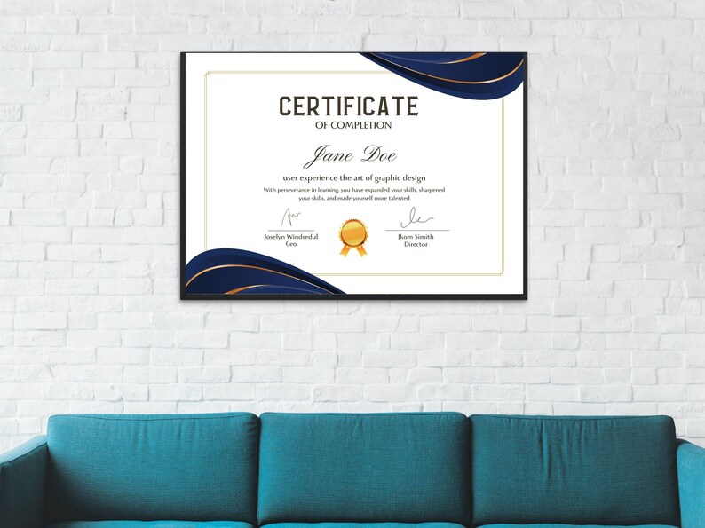 Editable Certificate of Completion Template. Award Template. - Etsy