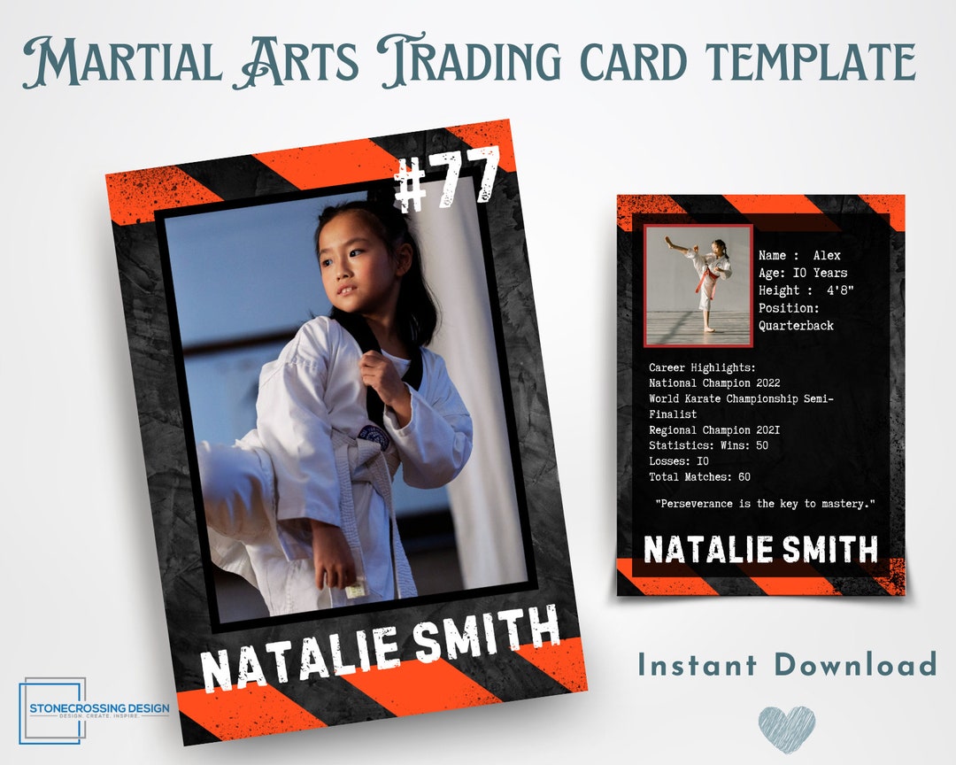 Girls Martial Arts Trading Card Template | Trading Card Template ...